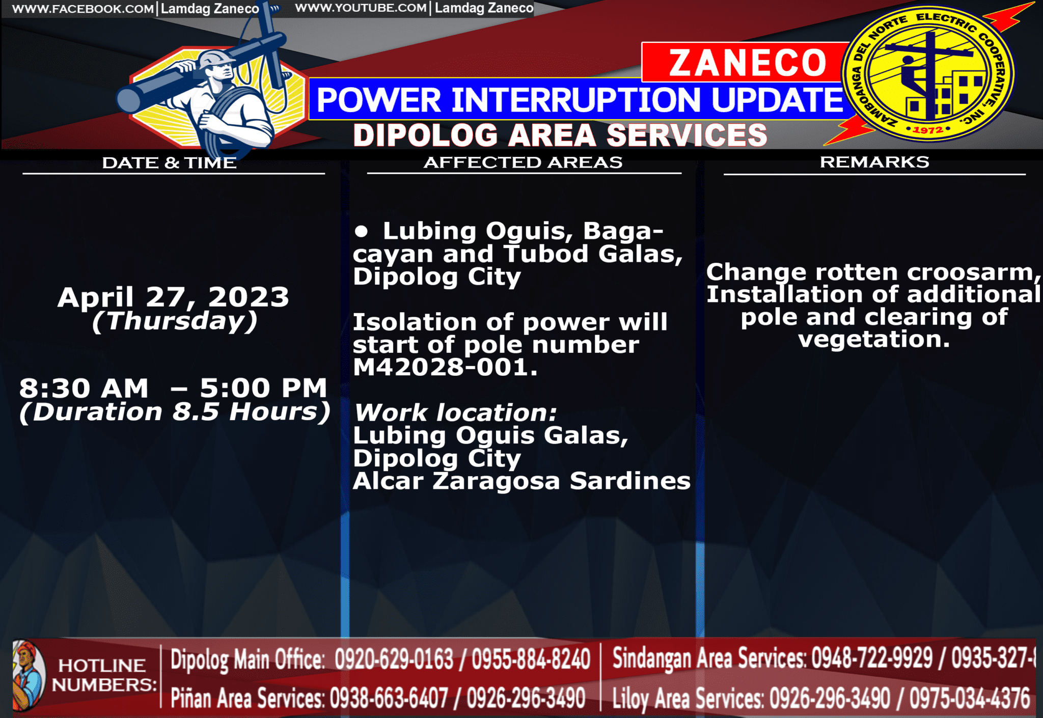 DAS Power Interruption April 27, 2023 – ZANECO