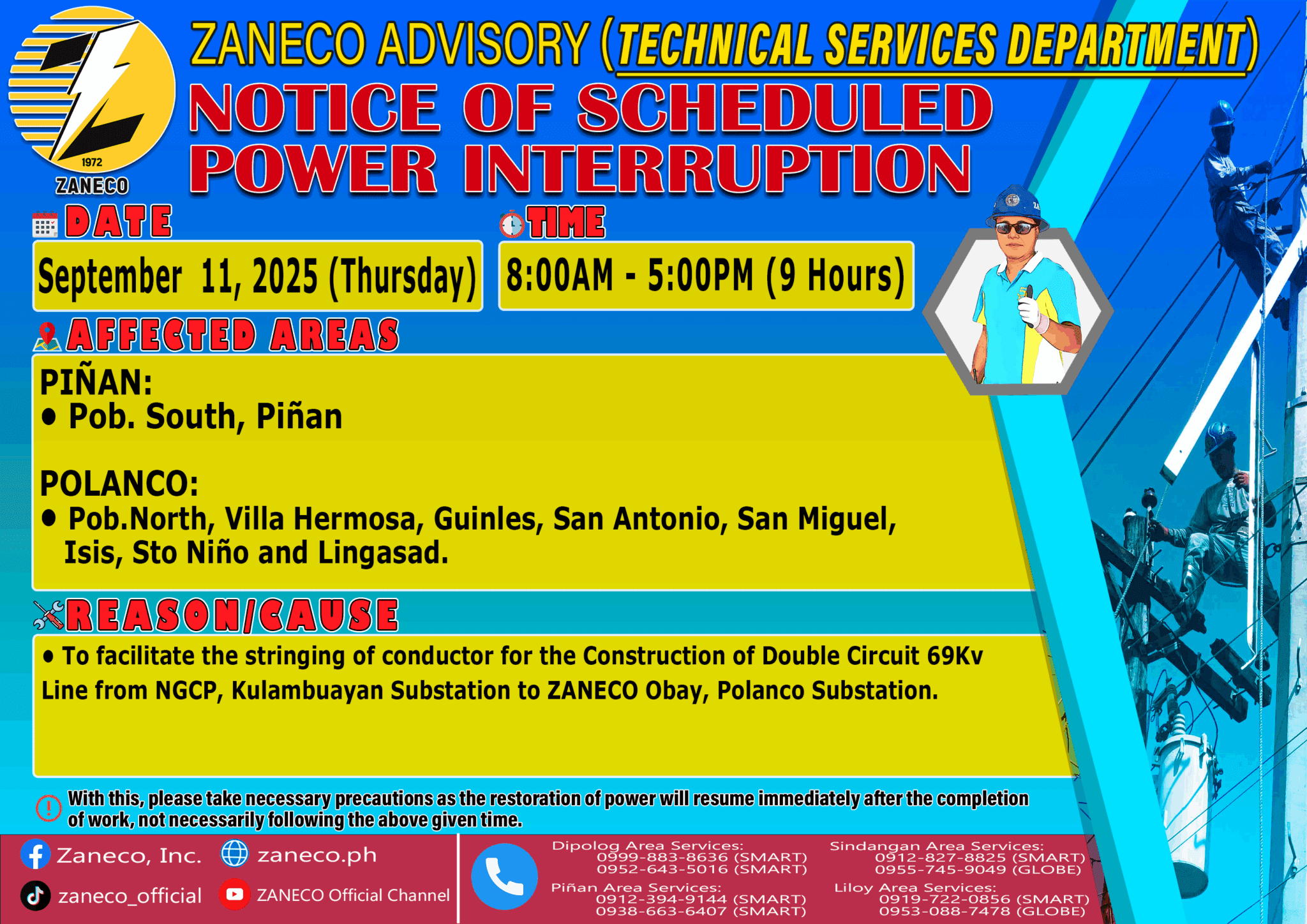 Notice of Scheduled Power Interruption TSD – September 11 & 12, 2025 ...